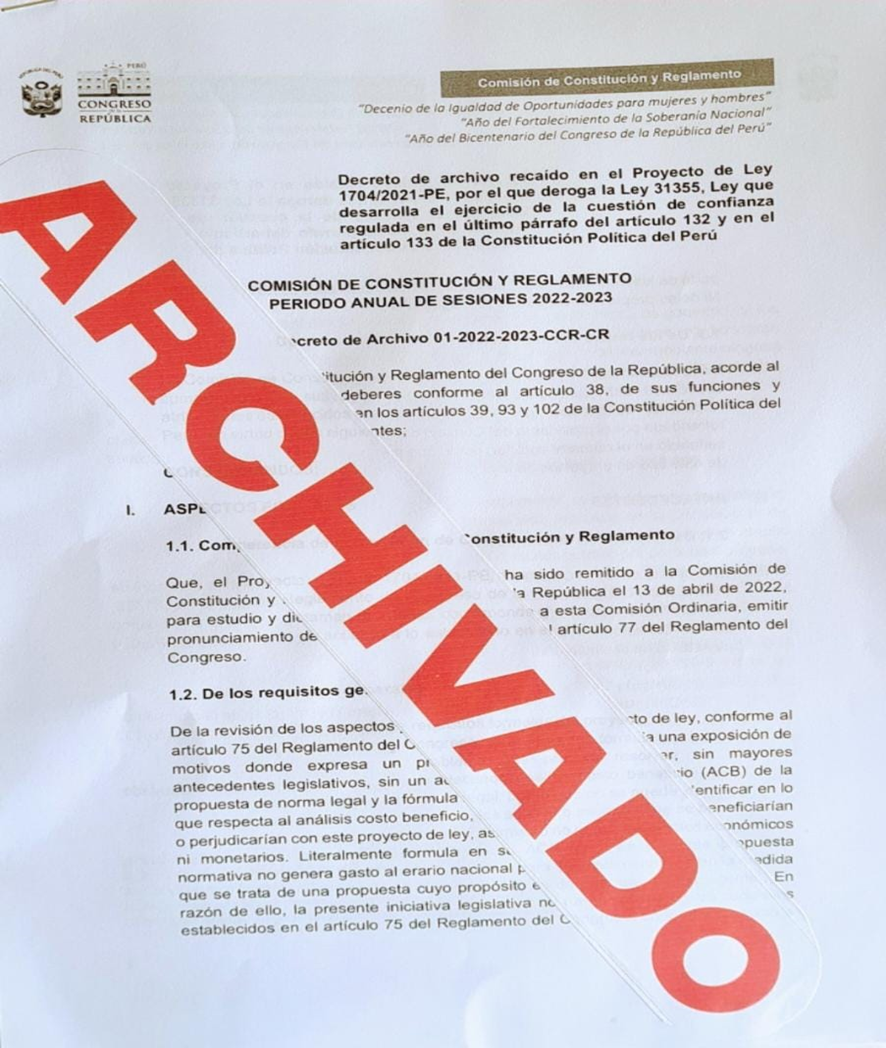 Comisión De Constitución Del Congreso Archivó Propuesta De Cuestión De